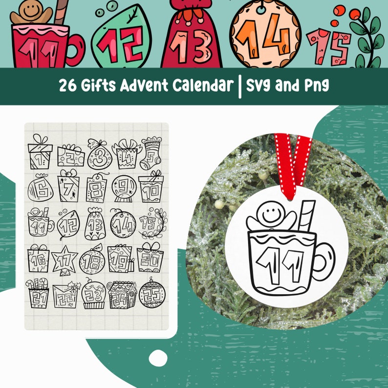 Advent Calendar Svg Christmas Svg Christmas Clipart Winter Svg File ...