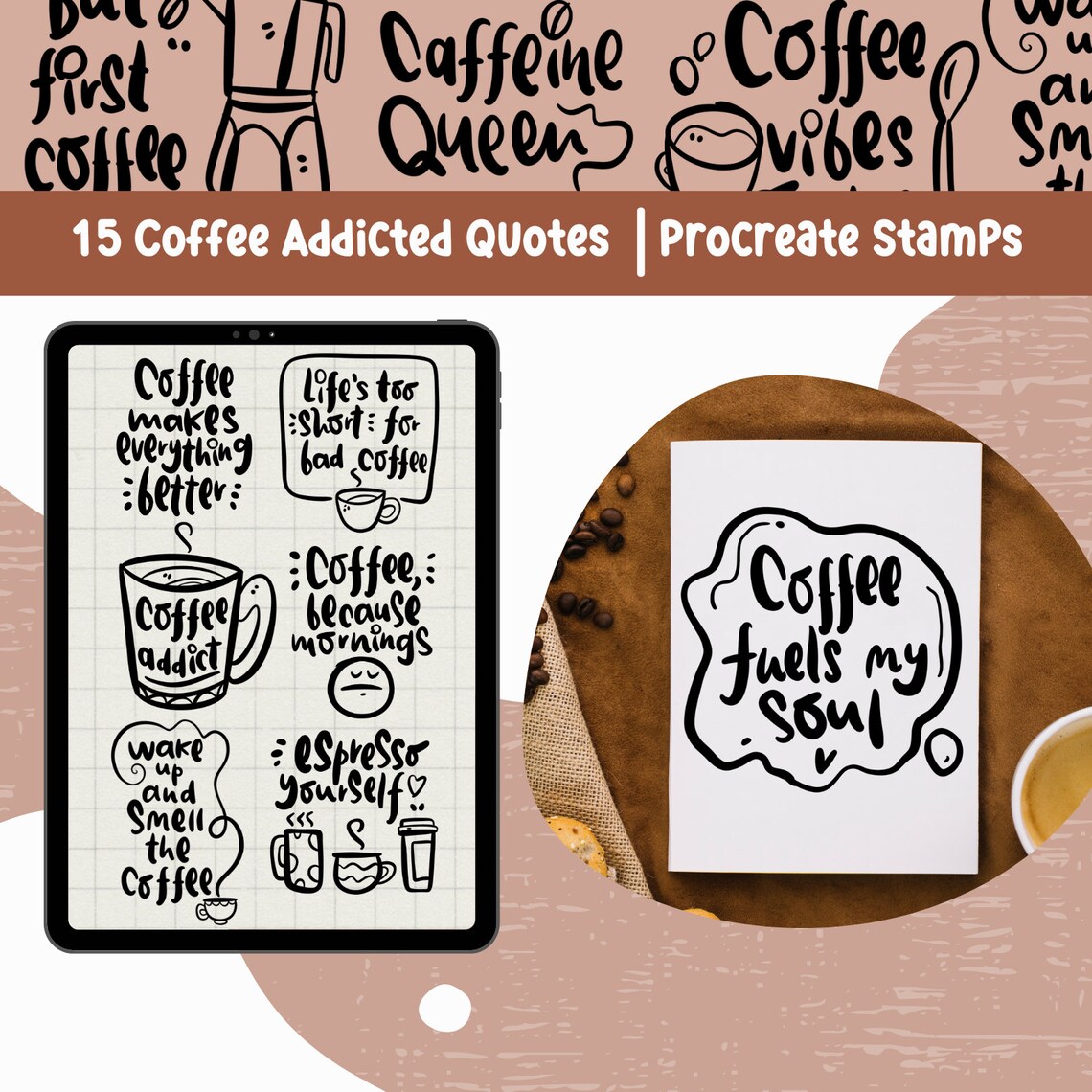 Procreate Stamp Coffee Procreate Brush Coffee Quote Brushes for Procreate Coffee Cup Procreate ...