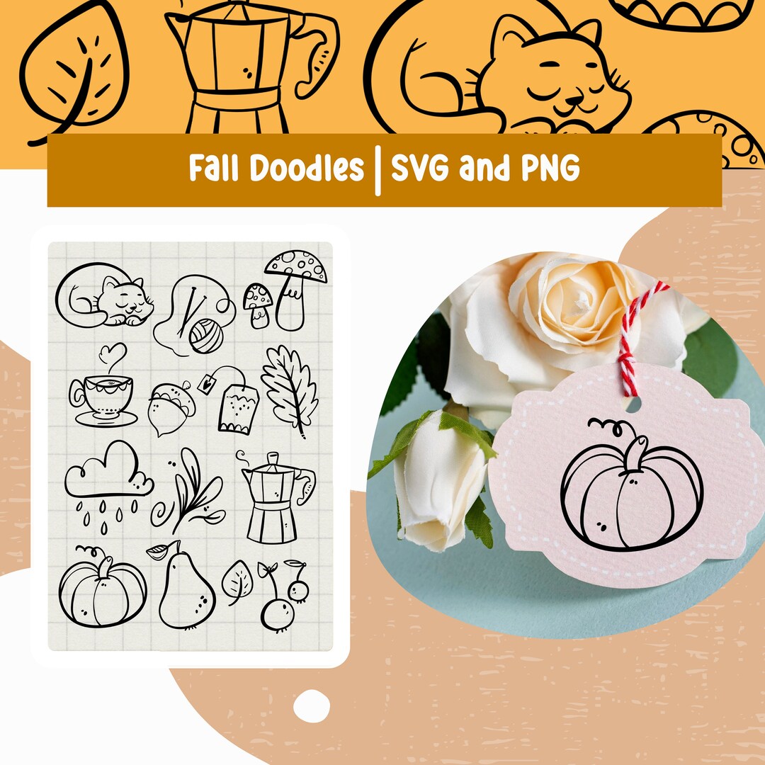 Autumn Doodle Clipart: Fall SVG and PNG Files - Etsy