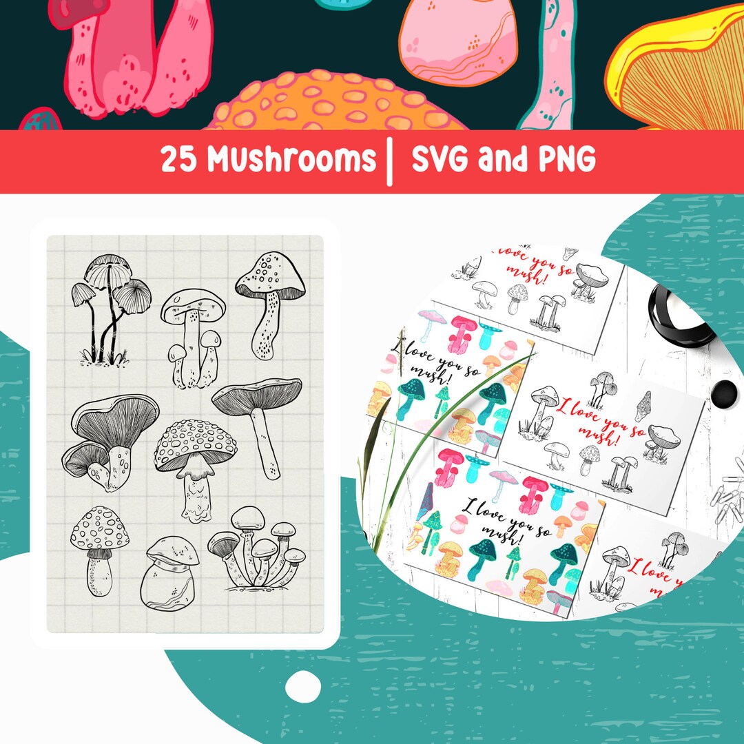 Mushroom SVG Bundle: Fall Designs, Commercial Use (PNG, SVG) - Etsy