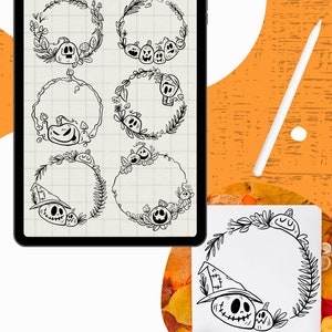 Procreate Stamp Brush Pumpkin Wreath Pumpkin Procreate Brushes Cute ...