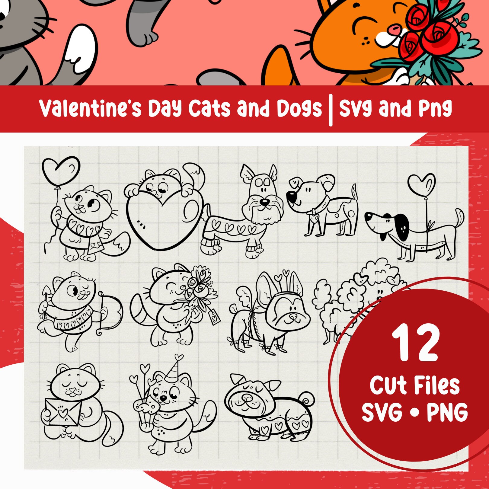 Valentines Day Svg Cat Valentine Svg Dog Valentines Day Laser Cut Files ...