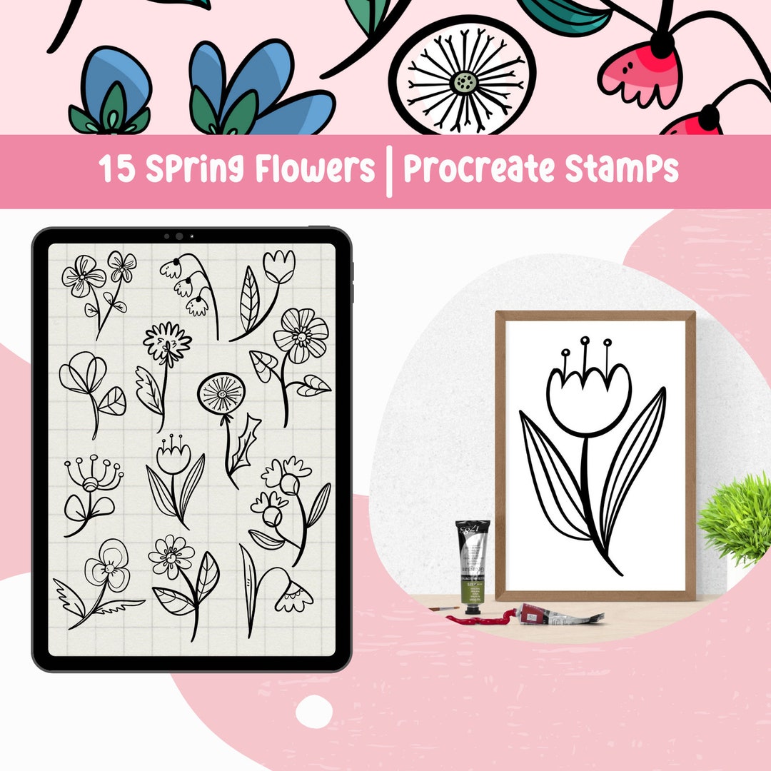 Procreate Stamp Flowers Procreate Brushes Botanical Stamps for ...