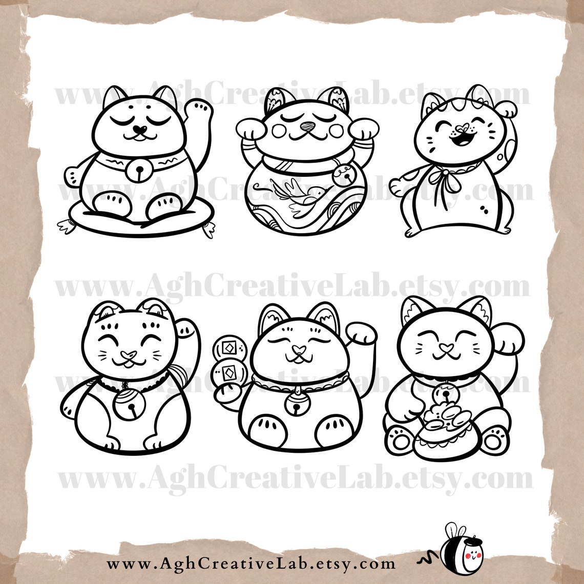 Lucky Cat Svg Maneki Neko Cat Png Cute Cat Svg Bundle Animal Svg File ...