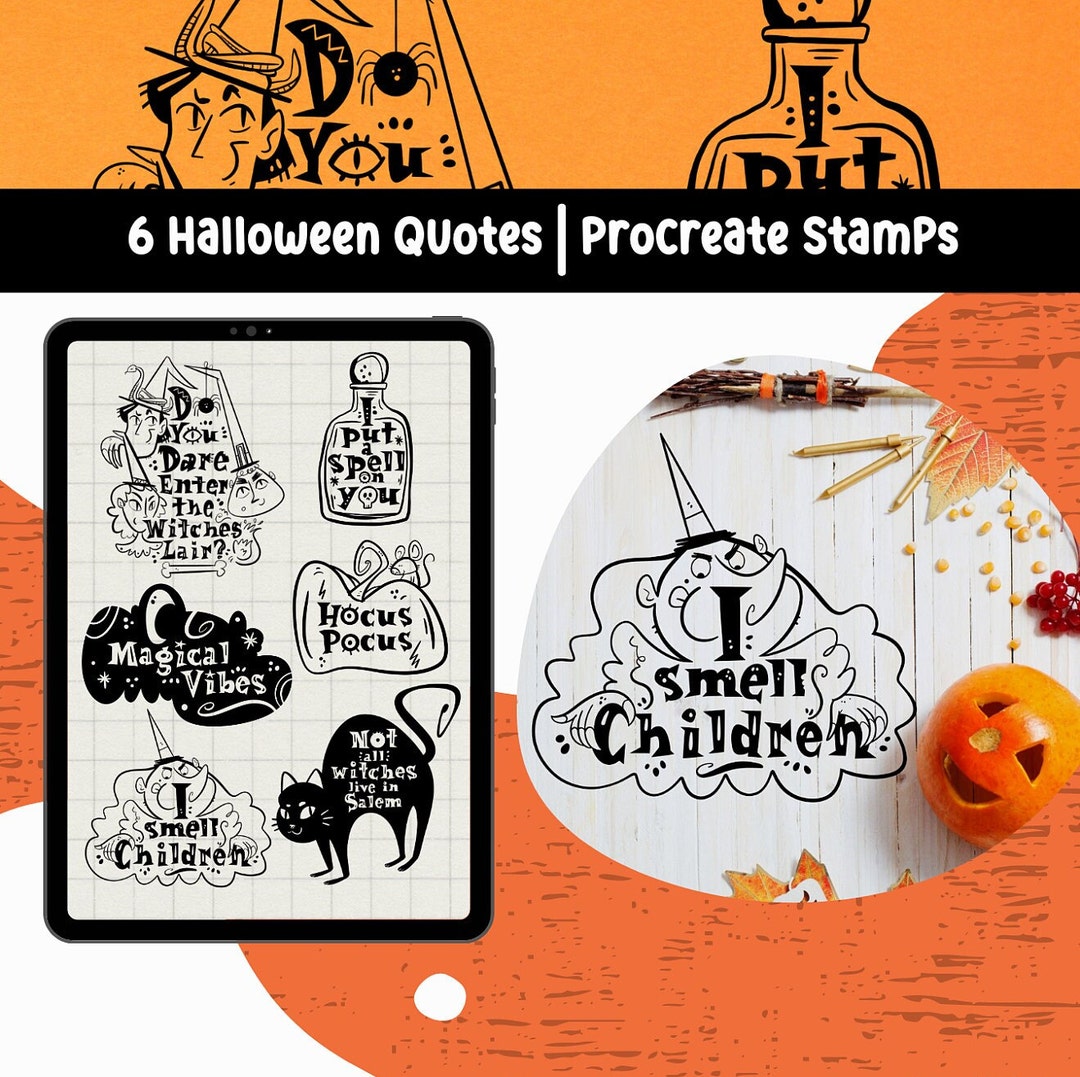 Halloween Procreate Stamp Cute Halloween Clipart Doodle Brush for ...