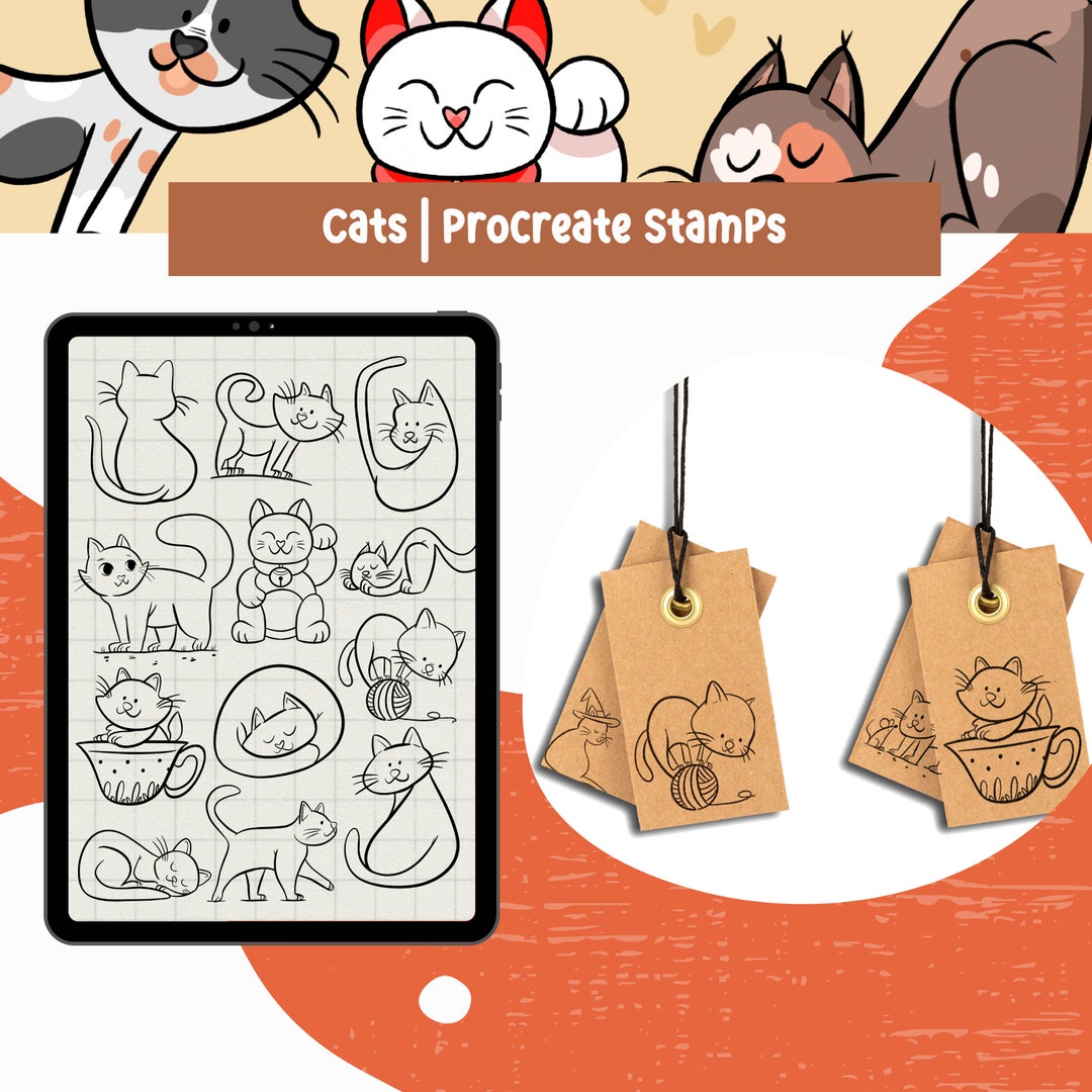 Procreate Brushes Cat Procreate Stamps Animal Procreate - Etsy