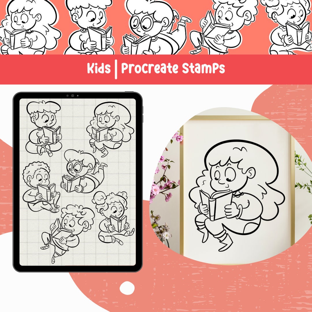 Kids Reading Procreate Stamp Book Digital Stamp for Children Book ...