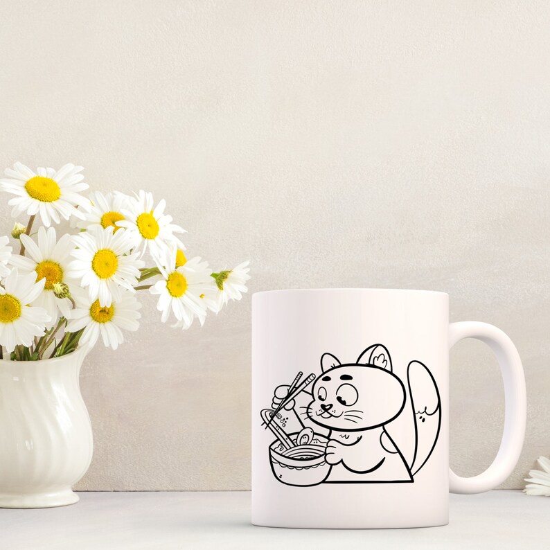 Ramen Cat Procreate Stamp Cute Cat Ramen Clipart Procreate Etsy