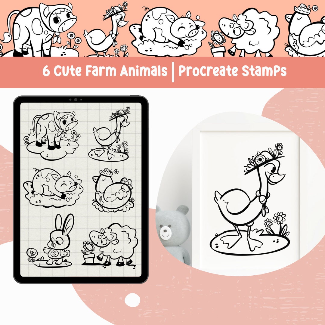 Procreate Brushes Procreate Stamp Farm Animal Chicken Clipart Hen ...
