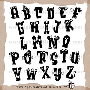 Halloween Clipart Alphabet Svg Monster Handwritten Letter Alphabet Png ...