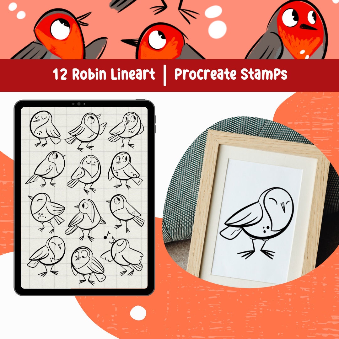 Robin Procreate Stamp Bird Procreate Brush Digital Stamp Bird Nature ...