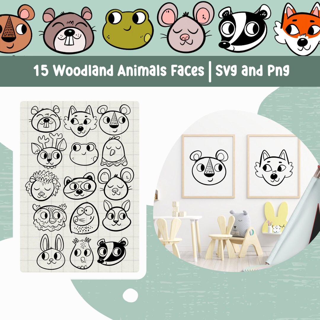 Woodland Animal Svg Animal Face Svg Bundle Woodland Decor Cute Svg ...