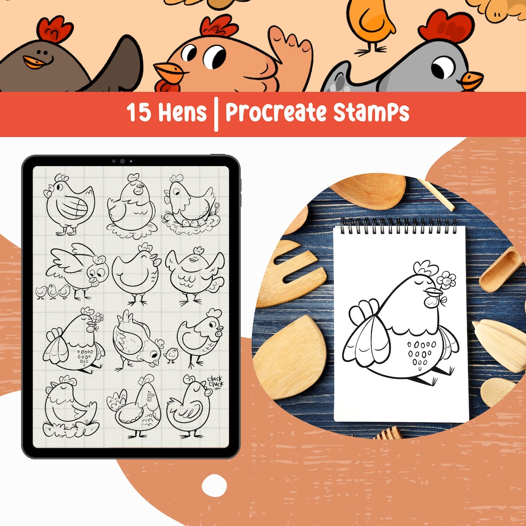 Procreate Brushes Farm Animal Chicken Procreate Stamp Hen Clipart ...