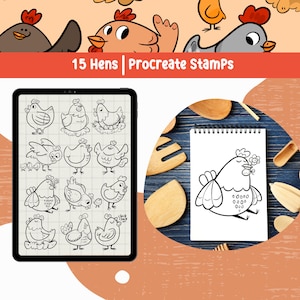 Procreate Brushes Farm Animal Chicken Procreate Stamp Hen Clipart ...