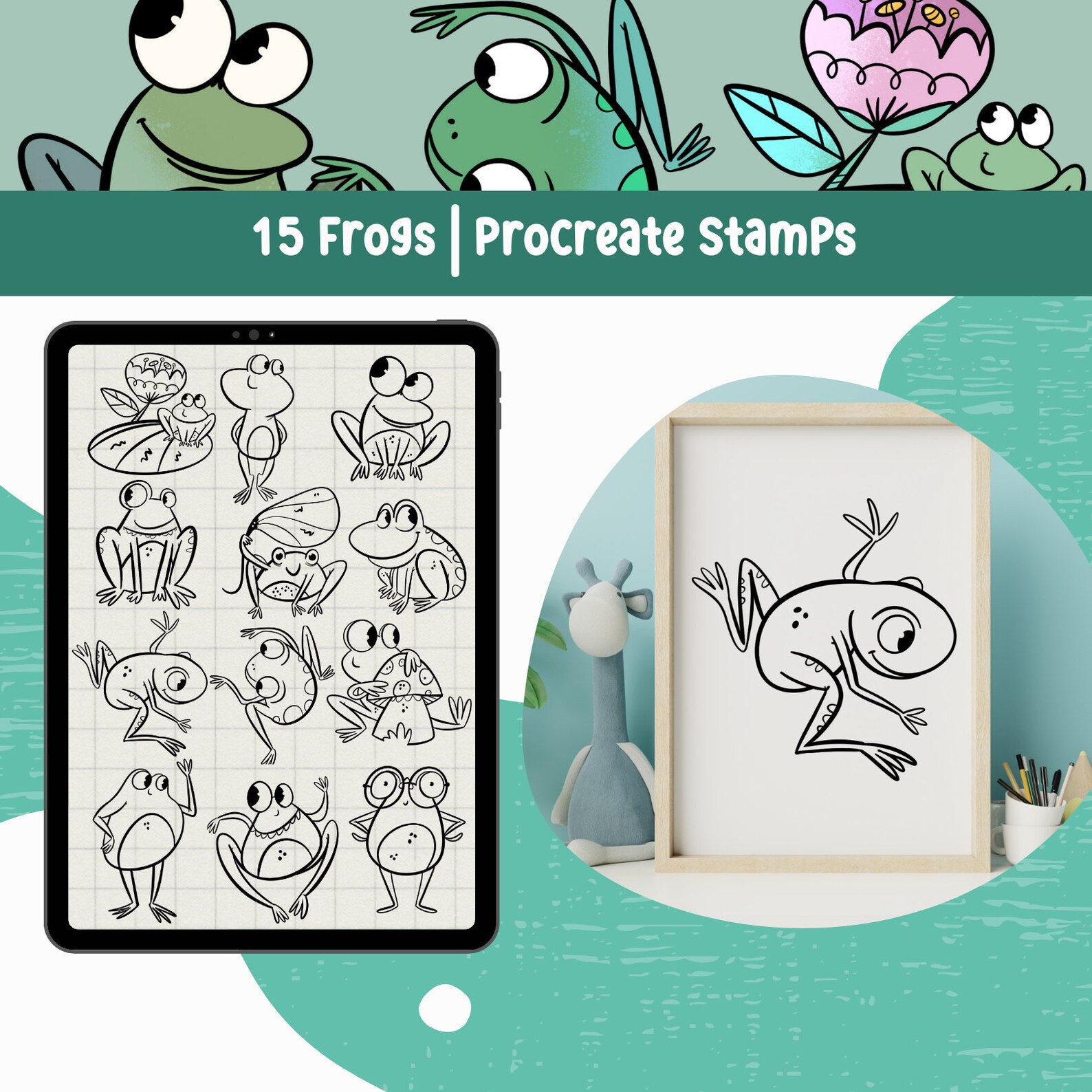 Procreate Brush Cute Frog Procreate Download iPad Download Procreate Stamp Procreate Animal ...