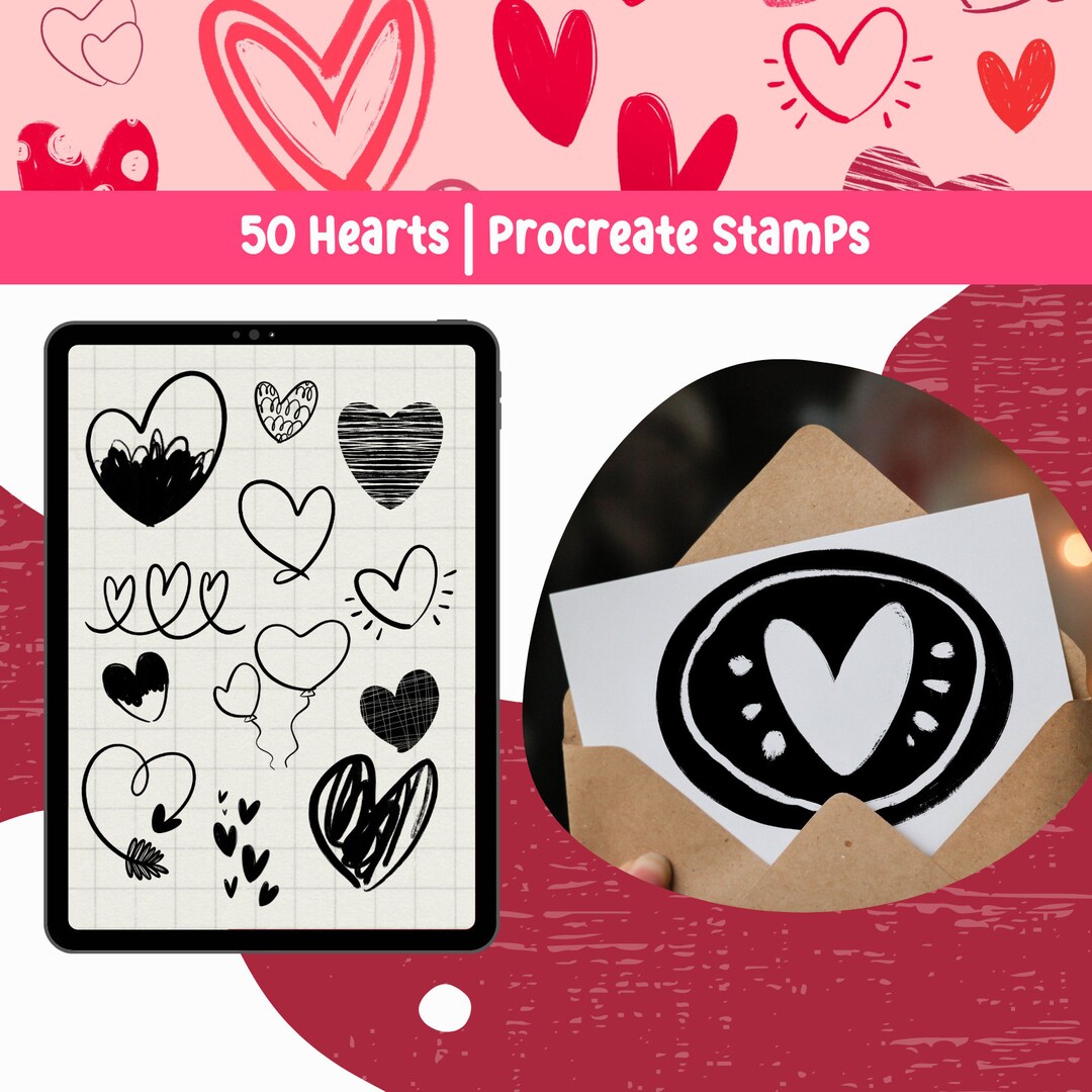 Heart Brush Valentine Day Procreate Stamp Love Procreate Doodle Heart ...