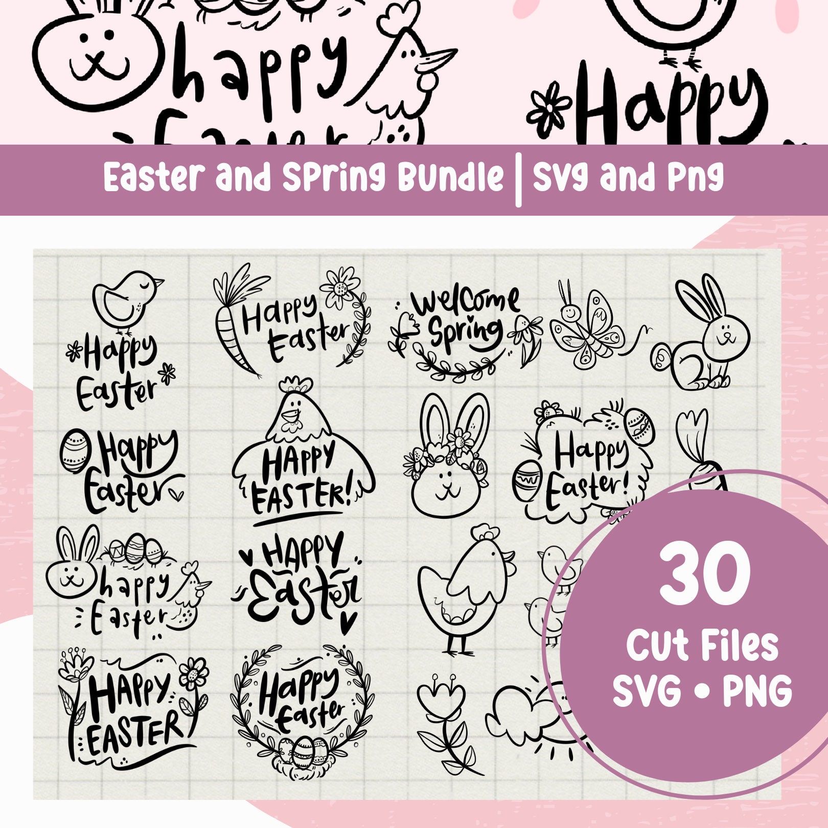 Svg Bundle Easter Svg Spring Svg Svg Files for Cricut Happy Easter Svg ...