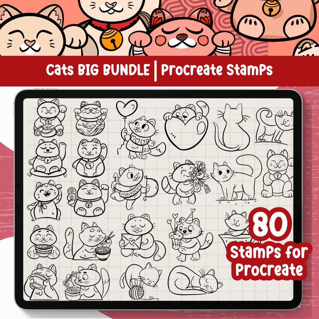 Cat Stamp Procreate Stamps Cats Brush for Procreate Procreate - Etsy