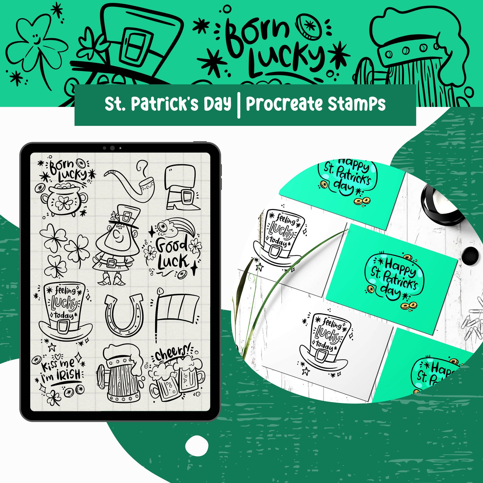 St Patricks Day Procreate Brushes Procreate Stamps Brush - Etsy