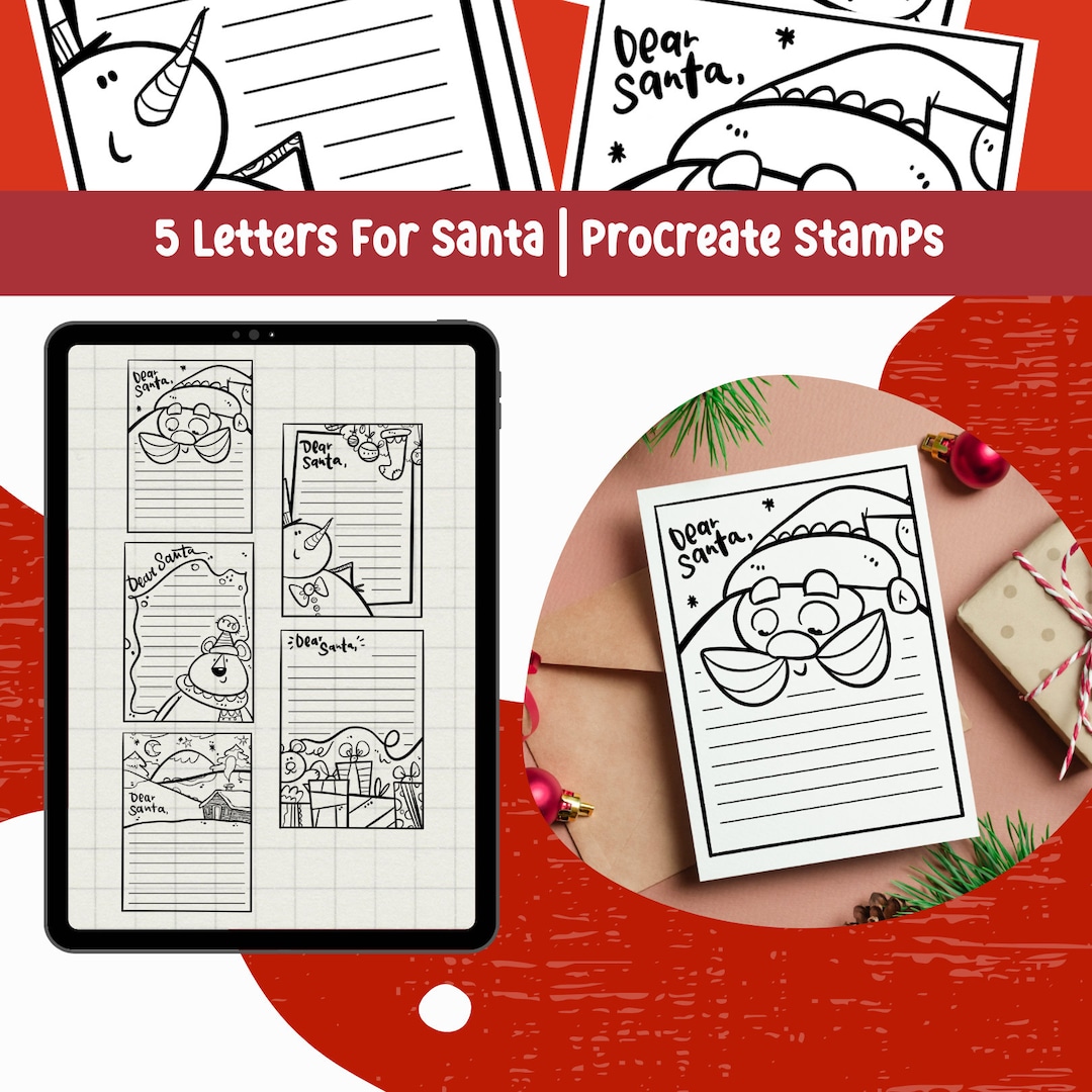 Hand Written Santa Letter Christmas Procreate Stamp Letter for Santa ...