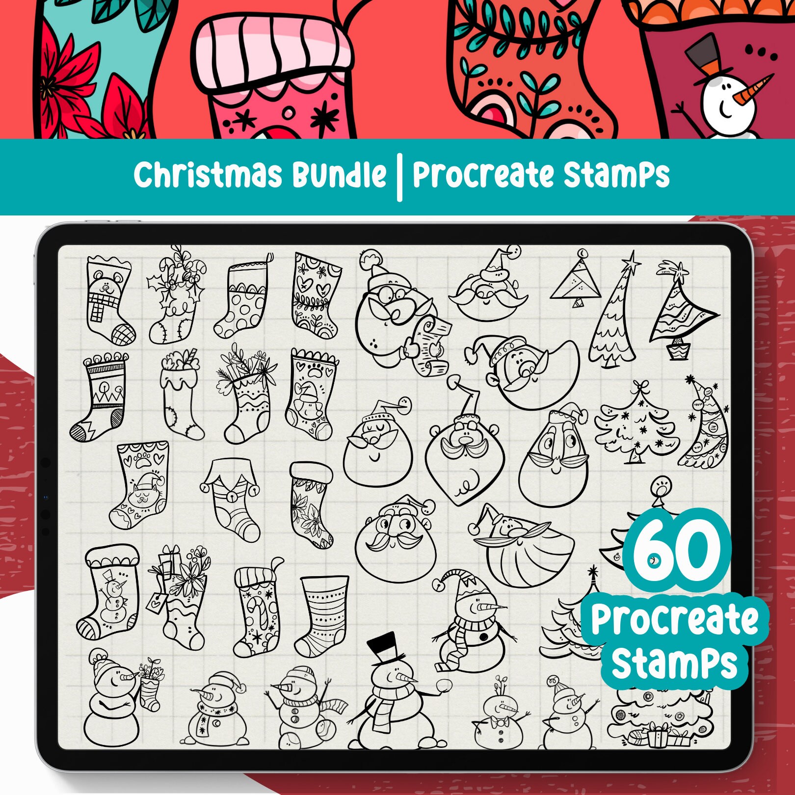 Christmas Procreate Bundle Procreate Stamps Christmas Clipart Procreate ...