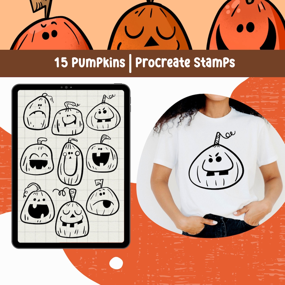 Halloween Procreate Brush Cute Pumpkin Procreate Halloween Stamps ...