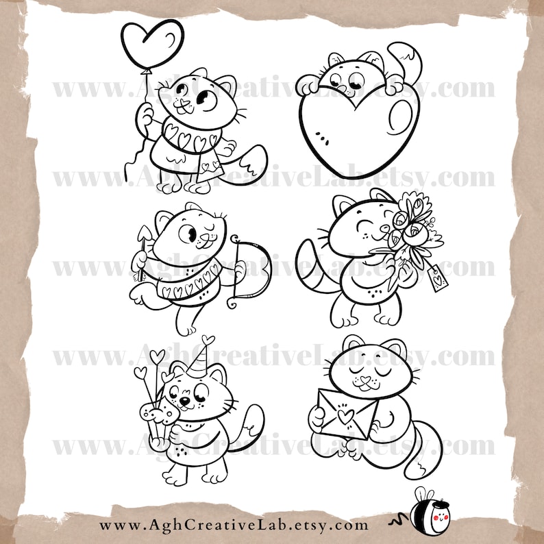 Valentine Day Cat Valentine Day Procreate Stamp Cat Procreate Stamp for ...