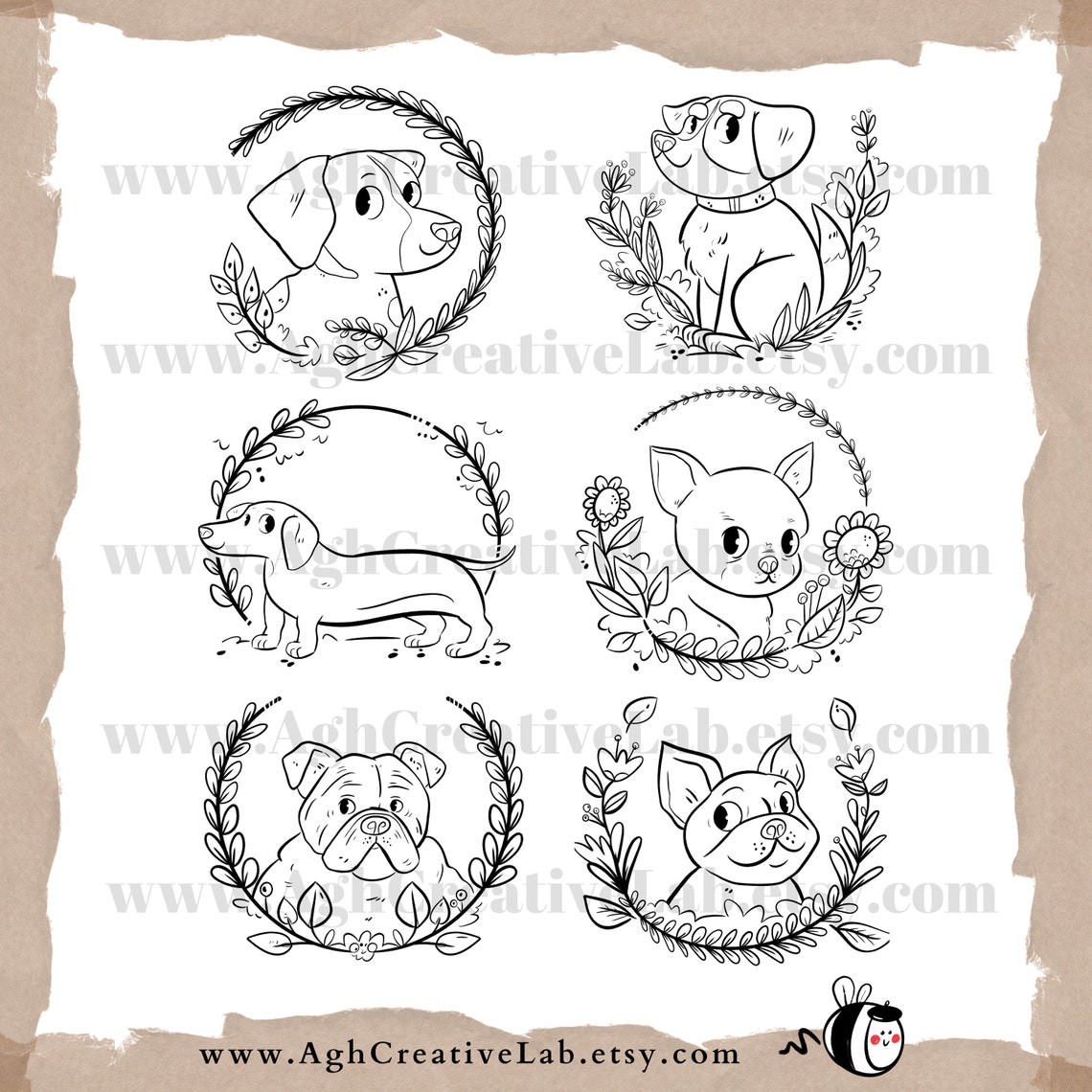 Procreate Stamp Dog Procreate Brushes Dog Portrait Dog Breed Line ...