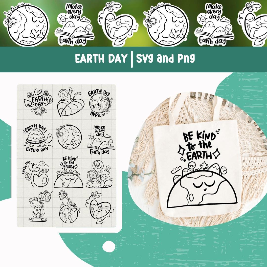 Earth Day Clipart Cute Planet Earth SVG Earth Day Digital Art PNG ...