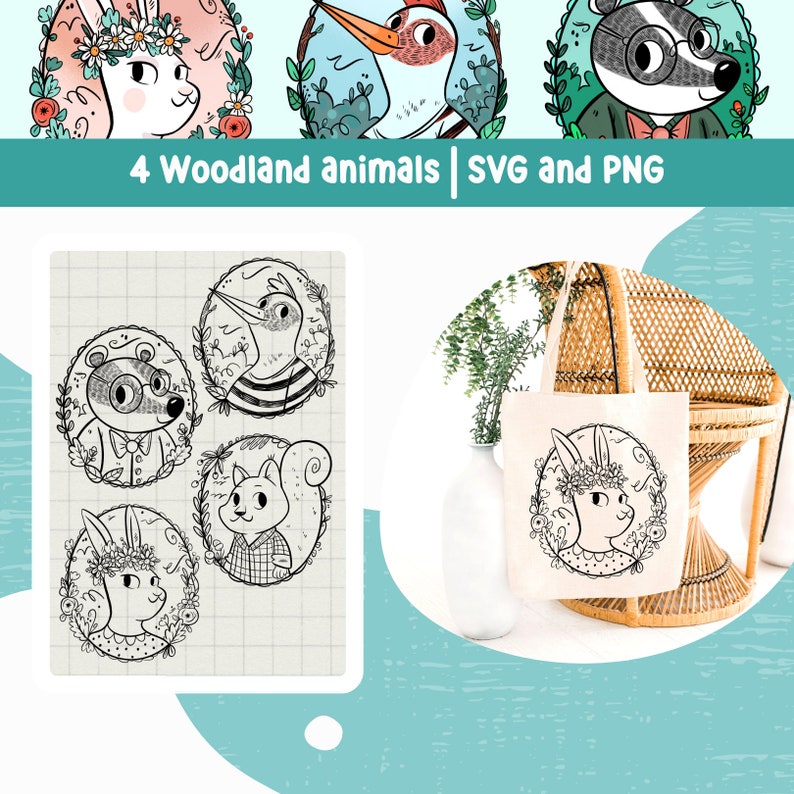 Woodland Animal SVG Animal Png File Woodland Baby Shower - Etsy