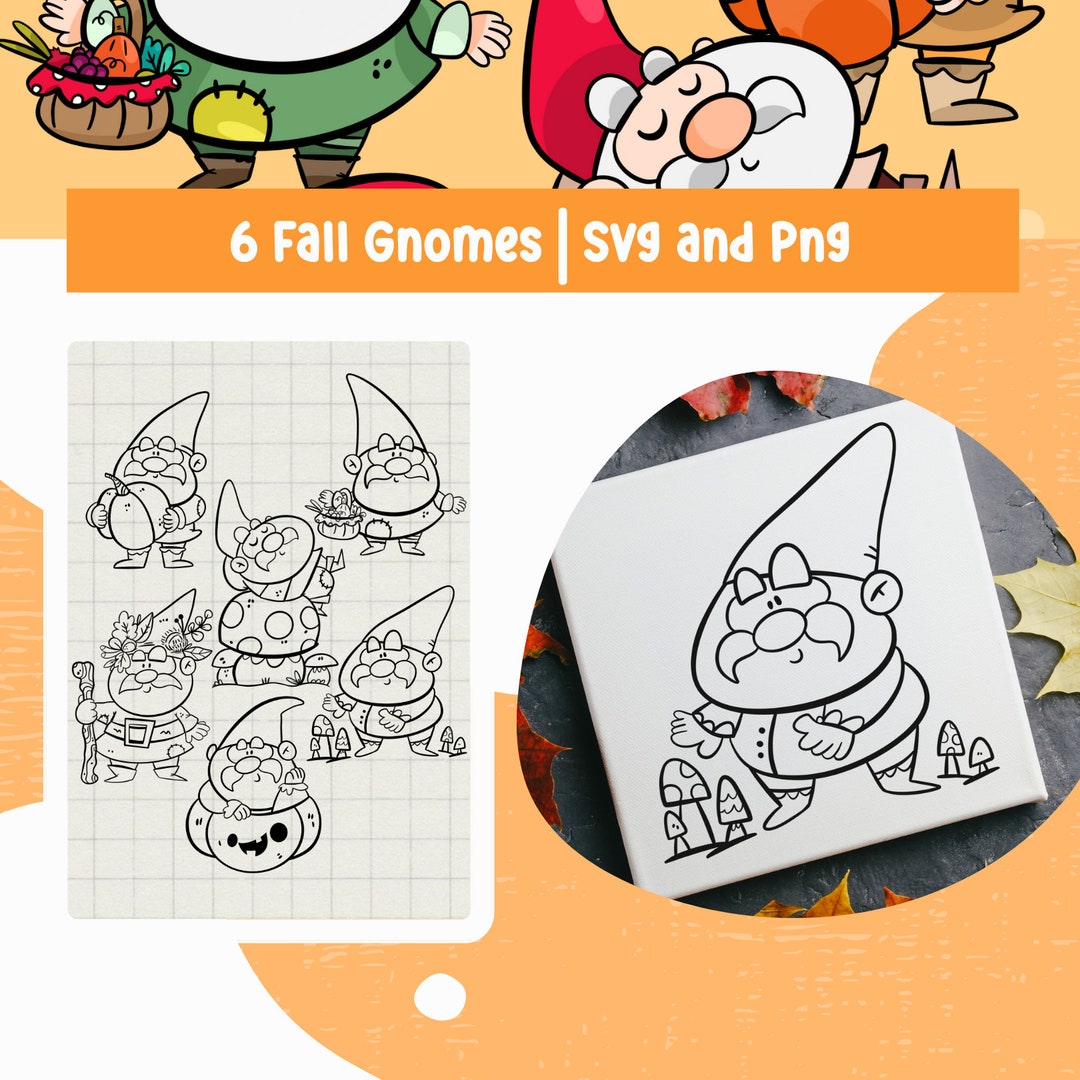 Hand-drawn Fall Gnome Clipart, SVG and PNG Files (commercial Use) - Etsy