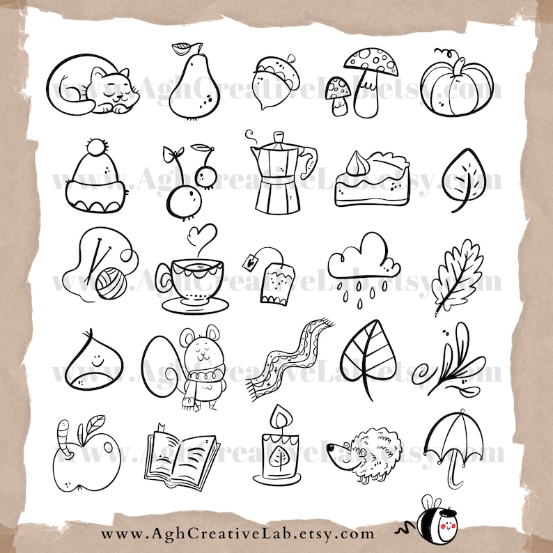 Autumn Doodle Clipart: Fall SVG and PNG Files - Etsy