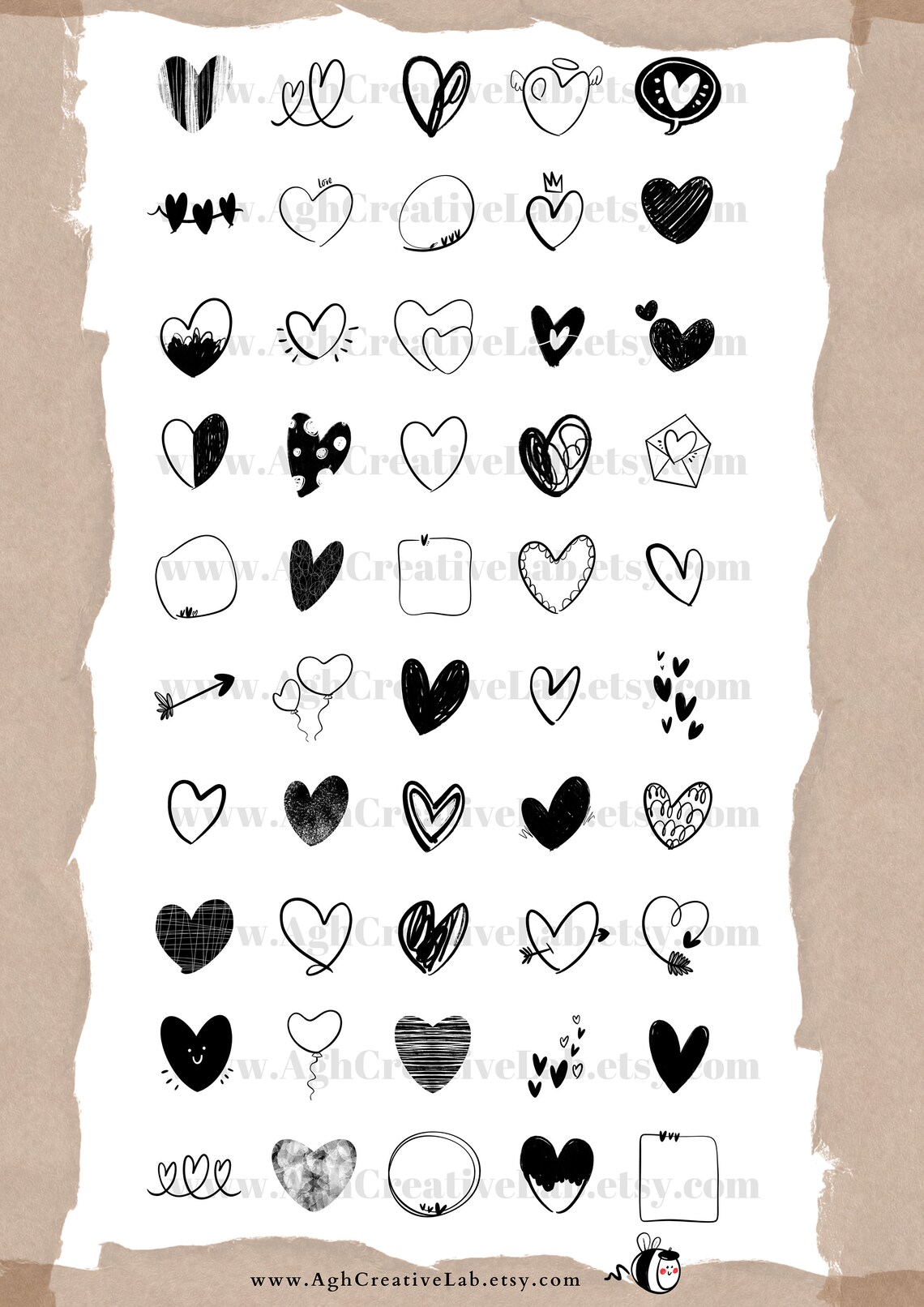 50 Heart Procreate Stamps: Valentine's Day Doodle Brush Set - Etsy