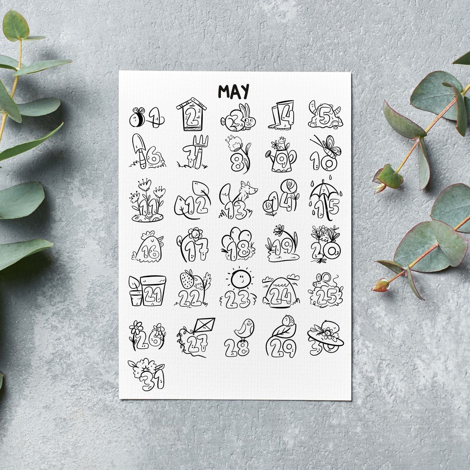 Perpetual Calendar Printable Svg Calendar Clipart Number Svg - Etsy