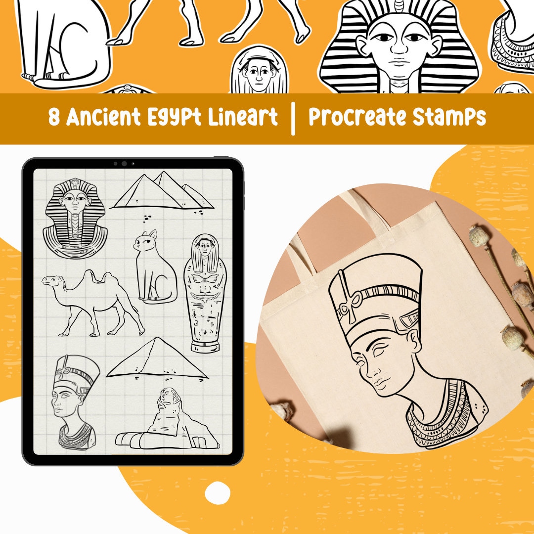 Ancient Egypt Clipart Procreate Stamp Egyptian Art Procreate Brushes Pyramid Stamp for Procreate ...