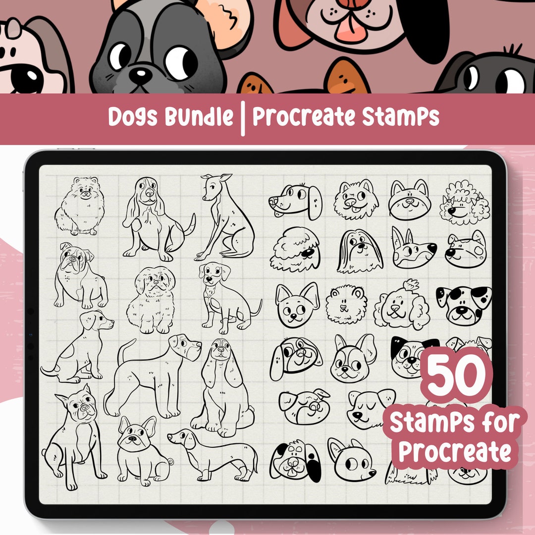 Cute Dog Procreate Stamp Procreate Bundle Dog Clipart Dog Procreate ...
