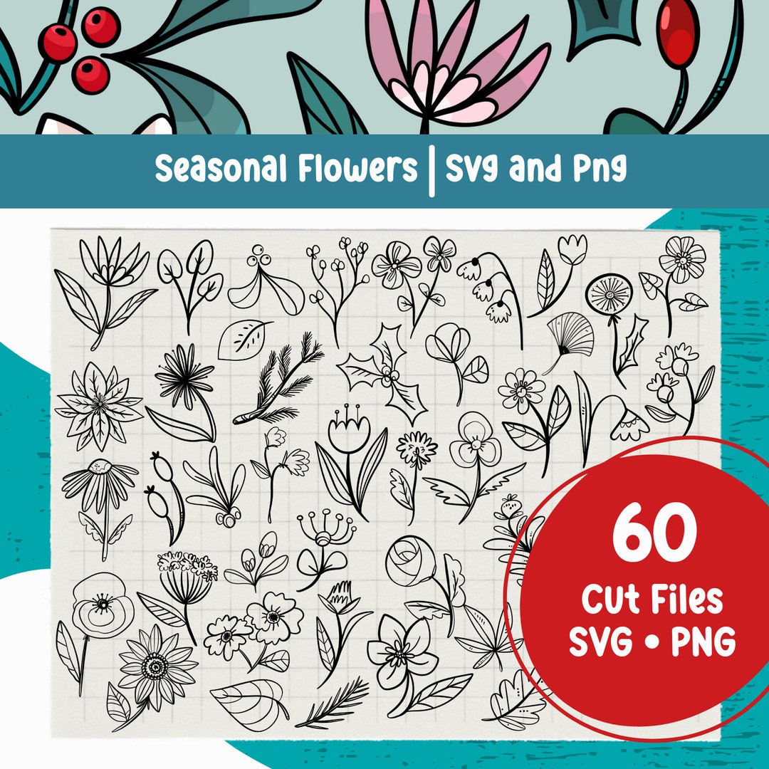 Svg Flower Bundle Bouquet Svg File for Sublimation Cute Flower Png ...
