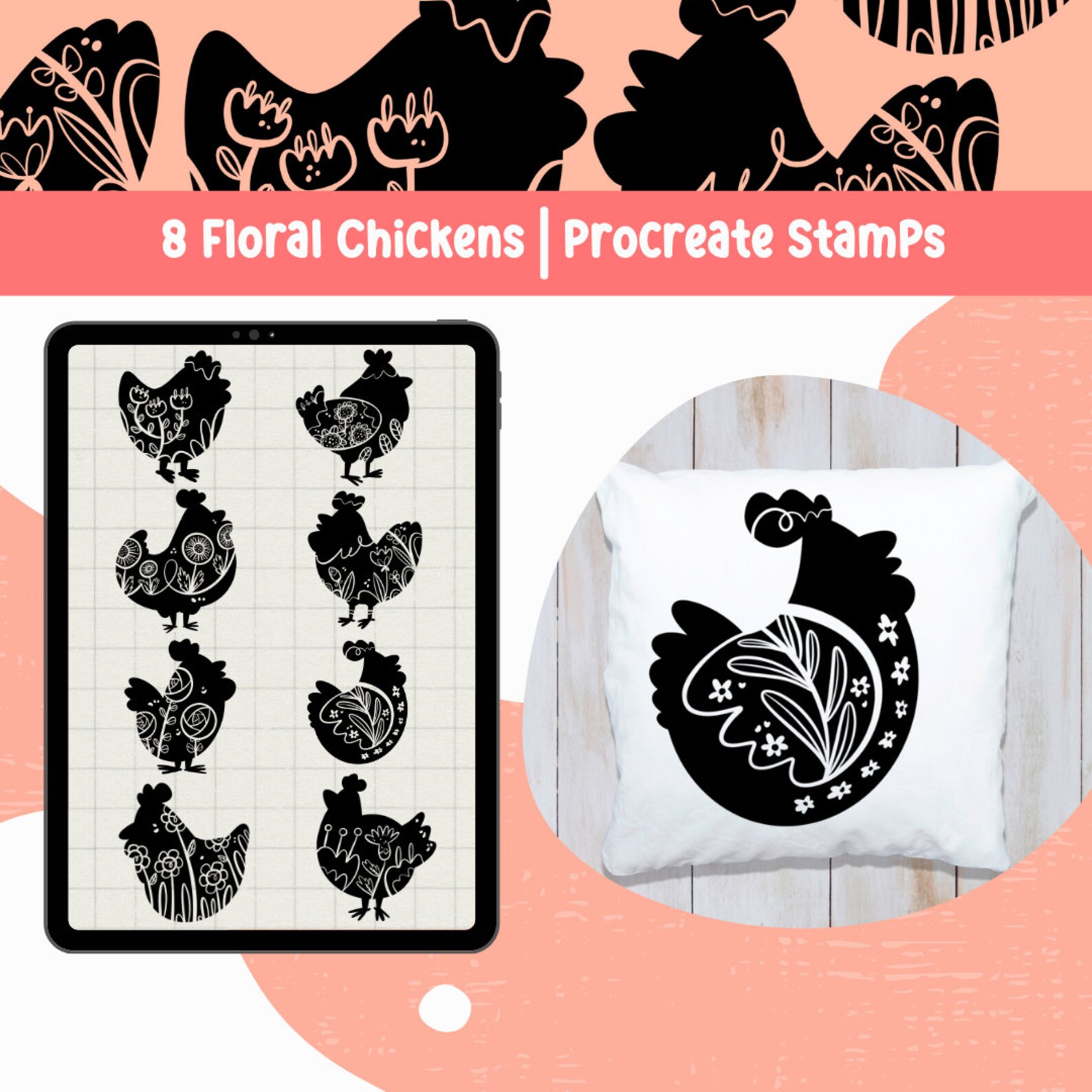 Chicken SVG Clipart Stamps Set for Procreate, for Personal and ...