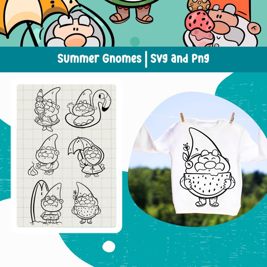Summer Gnome Png Cute Gnome Clipart Gnome Artwork Svg Gnome Drawing ...