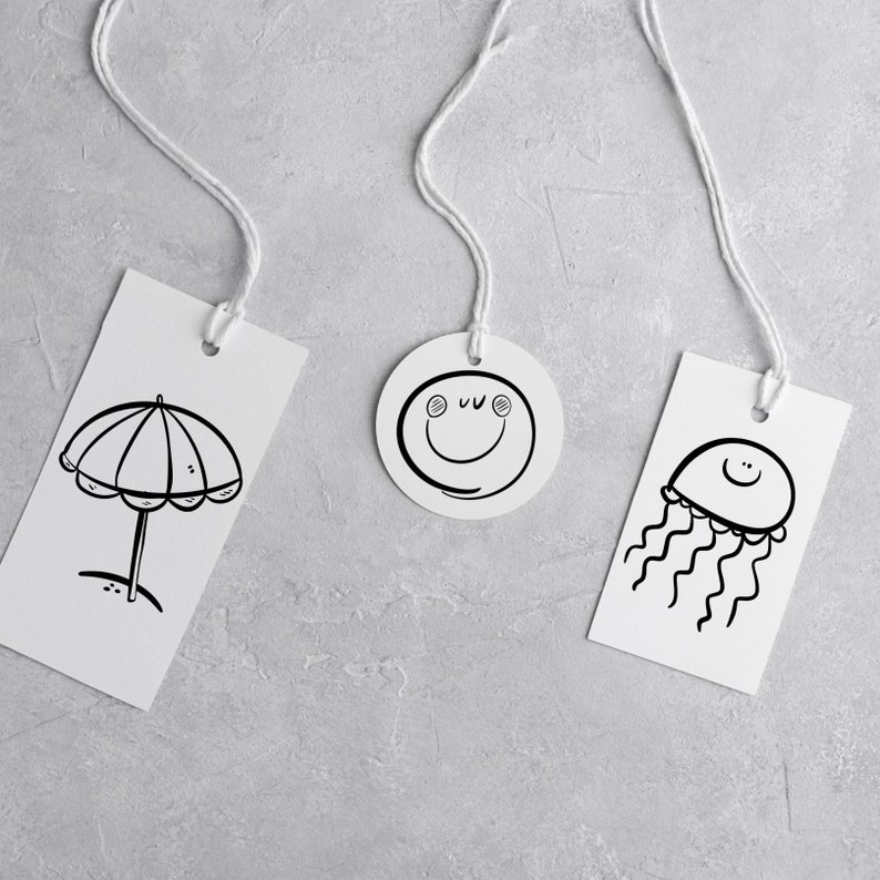 Summer Svg Bundle Doodle Svg Summer Clipart Black and White - Etsy