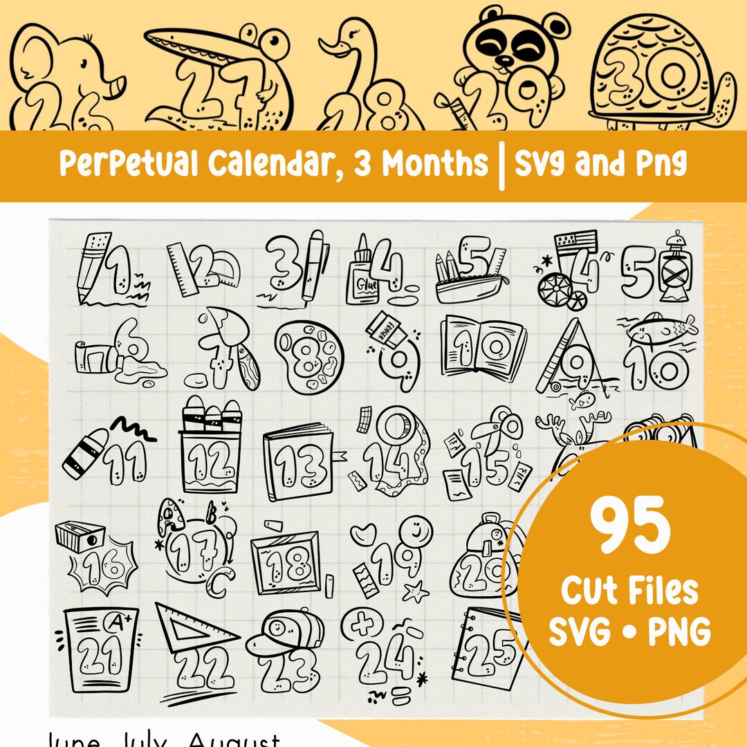 Calendar Svg Perpetual Calendar Cut File School Printable Calendar ...