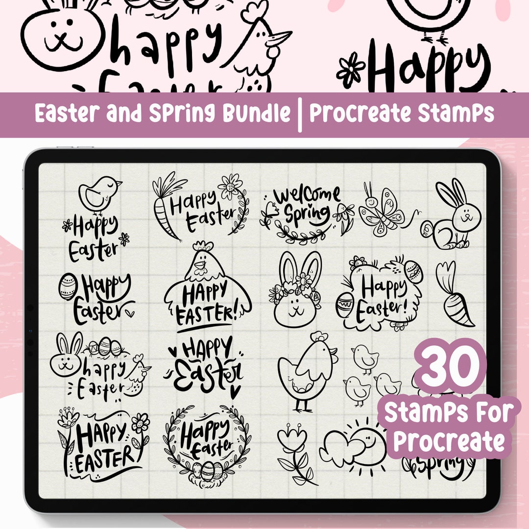 Easter Procreate Bundle Procreate Stamp Animal Easter Spring Procreate ...