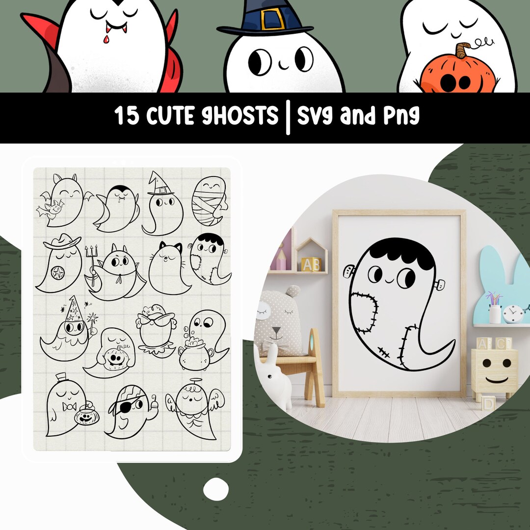 Cute Halloween Ghost SVG Bundle Spooky Ghost Cut File PNG Halloween ...