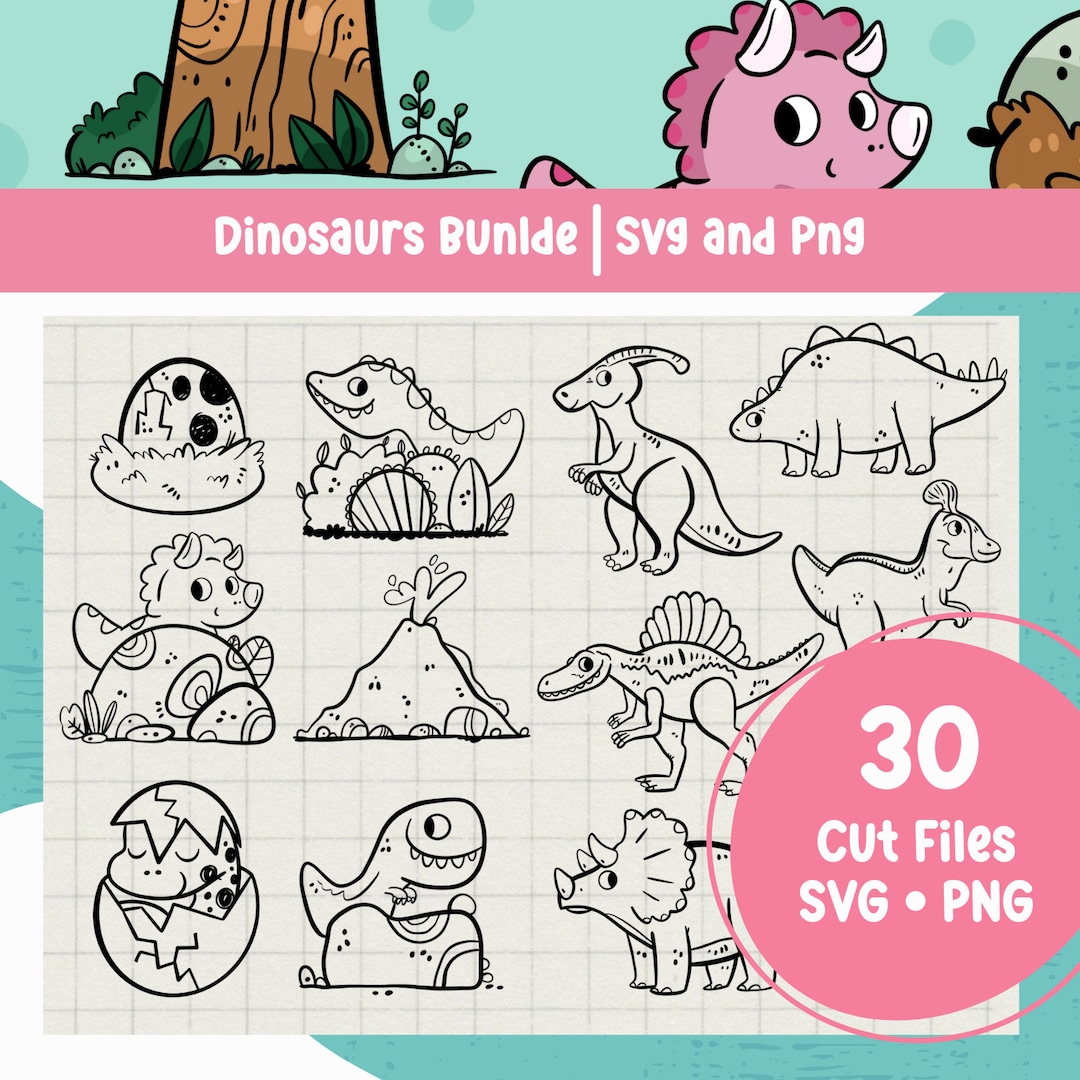 Dinosaur Svg Bundle Dinosaur Laser Cut File Dino Clipart Cute Dinosaur ...