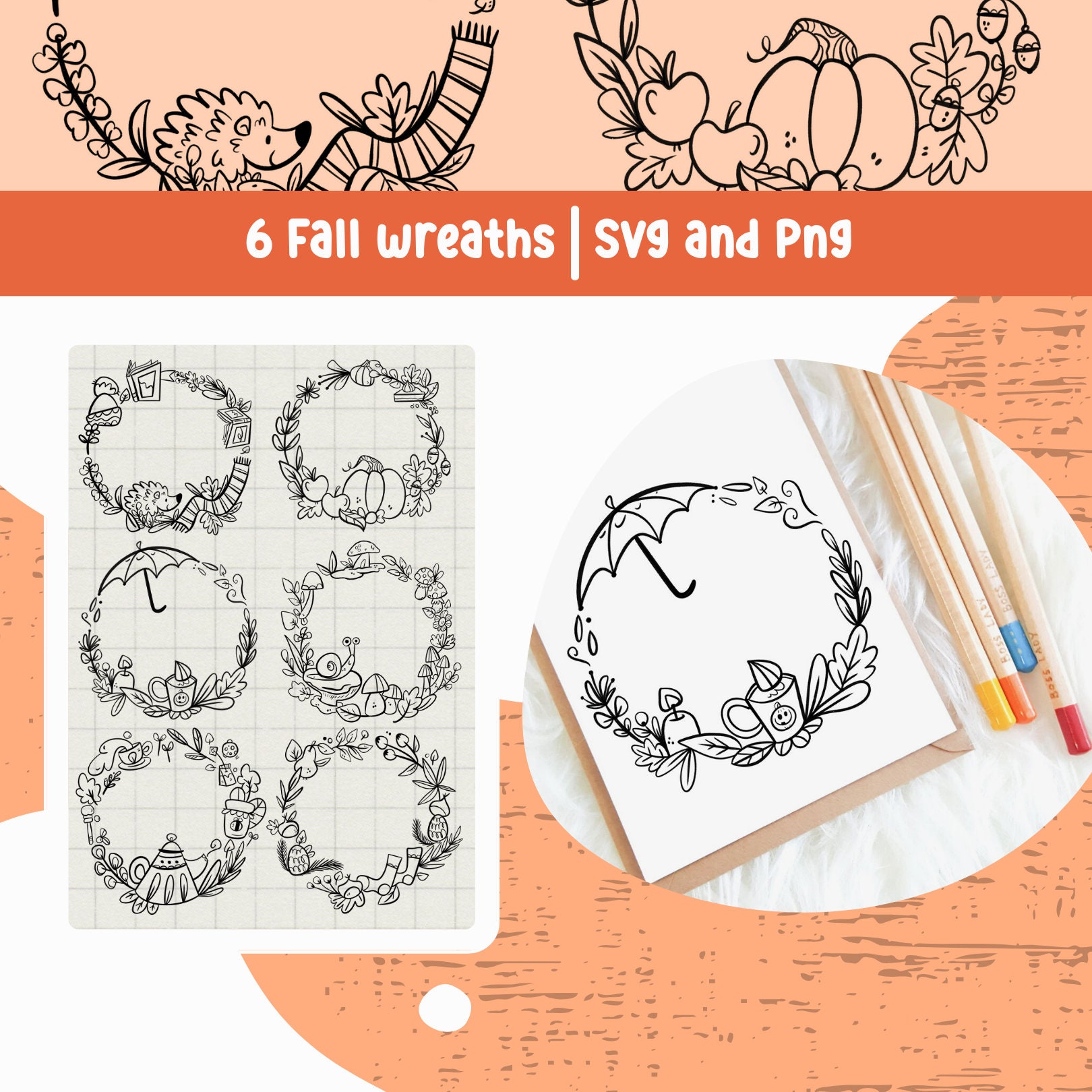 Fall Png Fall Wreath Png Fall Png Designs Fall Wreath Svg - Etsy