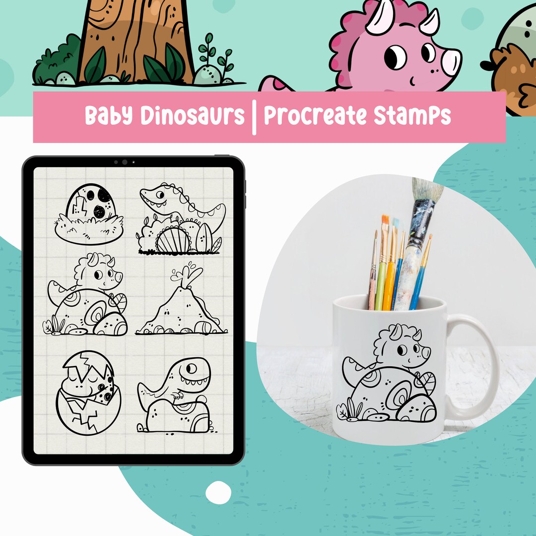 Procreate Brushes Baby Dinosaur Procreate Brush Dinosaur - Etsy