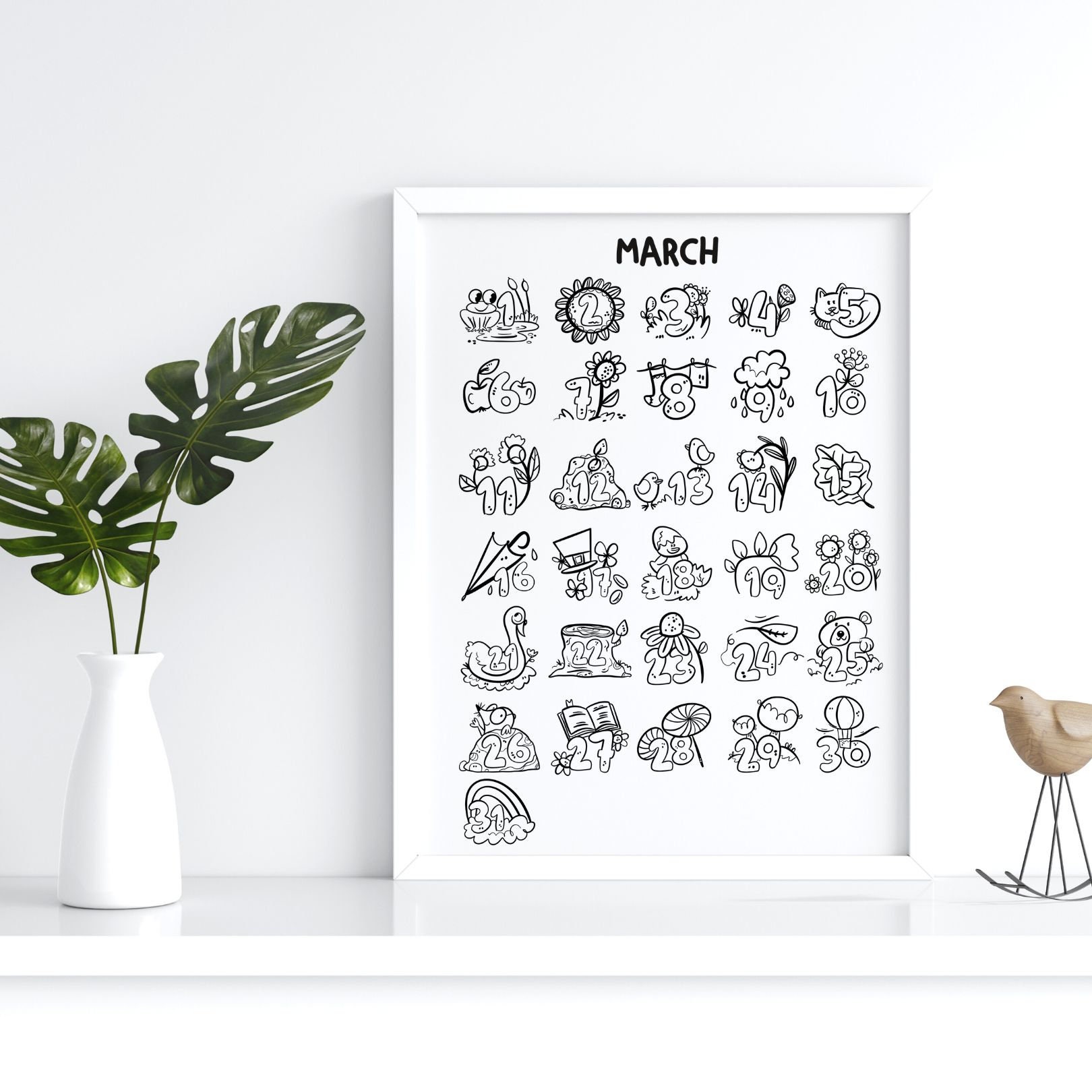 Perpetual Calendar Printable Svg Calendar Clipart Number Svg - Etsy
