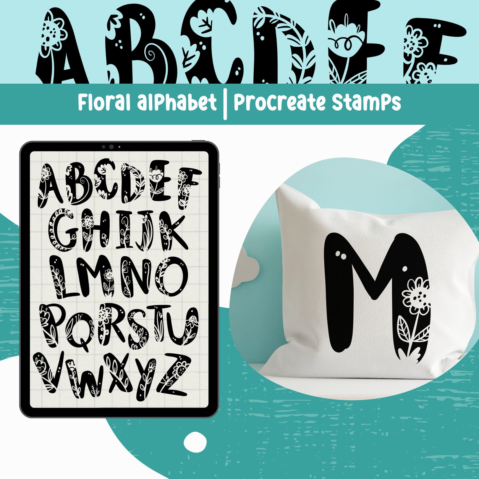 Procreate Stamp Letter Procreate Brushes Handwritten Alphabet Stamp ...