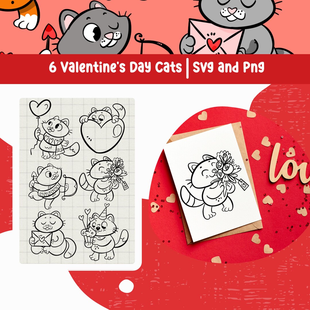 Cat Valentine Svg Cats Svg Valentines Day Svg Cat Valentine Png Cats ...