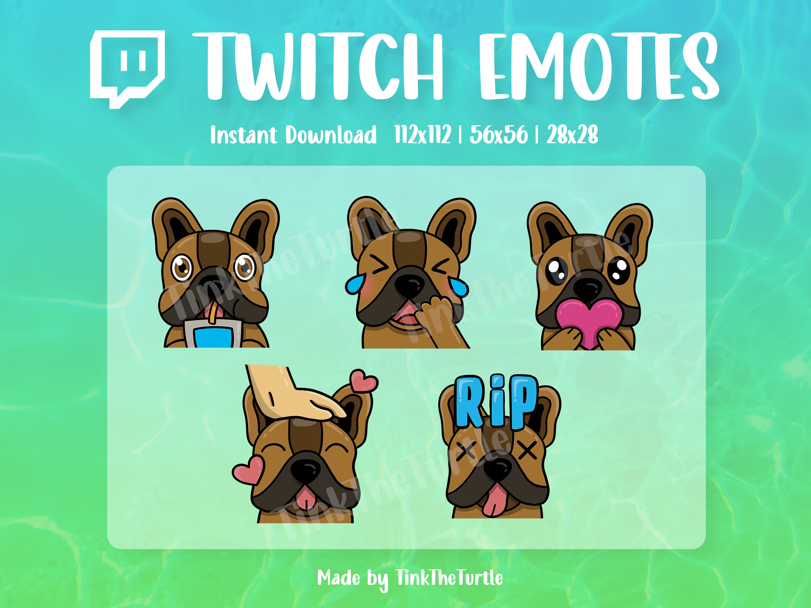 Emote Pack - Brown French Bulldog (frenchie) for Streamers - FULL LOT ...